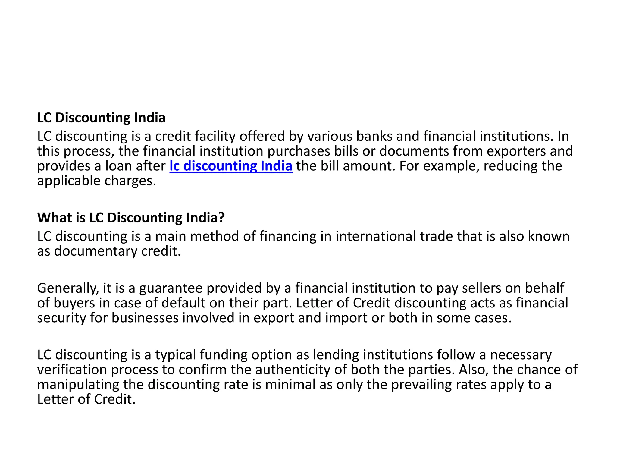 LC Discounting India | PPT