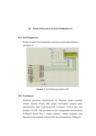 Menampilkan Karakter pada Lcd dengan Mikrokontroler ATMEGA16 | DOC