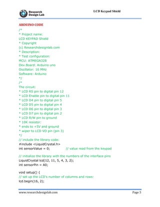 LCD Keypad Shield | PDF