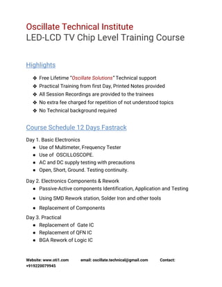 LED TV Repair Training Course Syllabus. | PDF