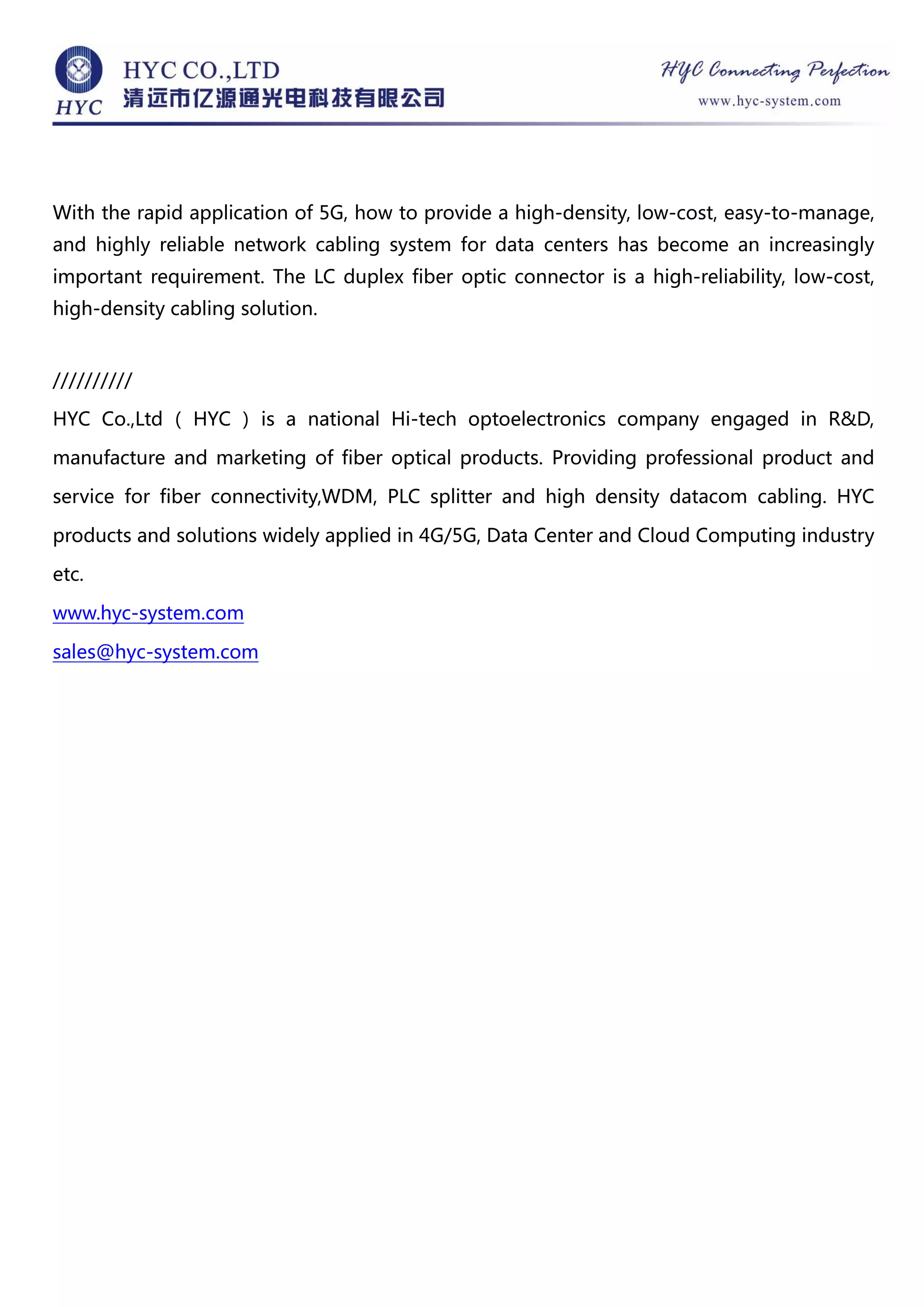 Lc duplex fiber connector for high density cabling | PDF