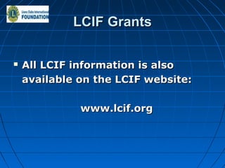 Lcif grants | PPT