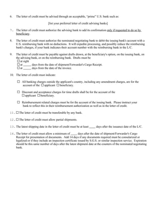 LC Instructions Template | DOC | Credit Cards | Personal Debt