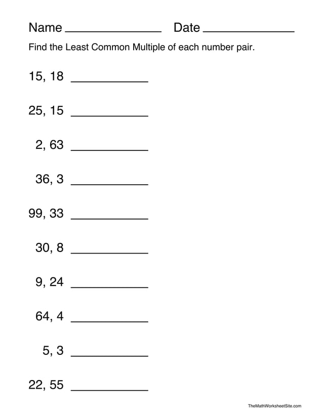 Least Common Multiple Least Common Multiple