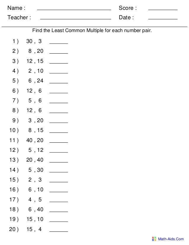 Lowest Common Factor Lowest Common Factor