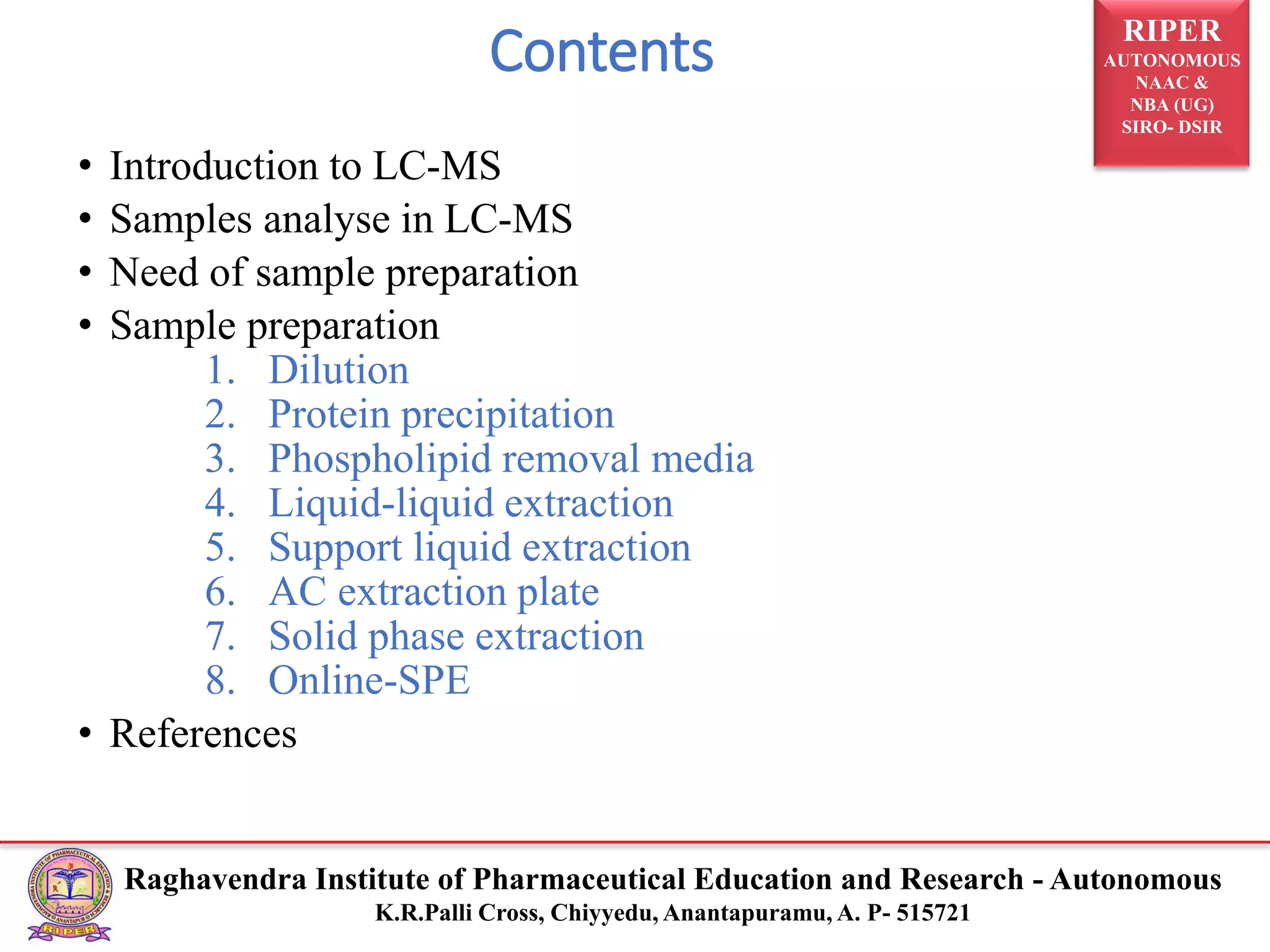 Sample Preparation in LC-MS | PDF