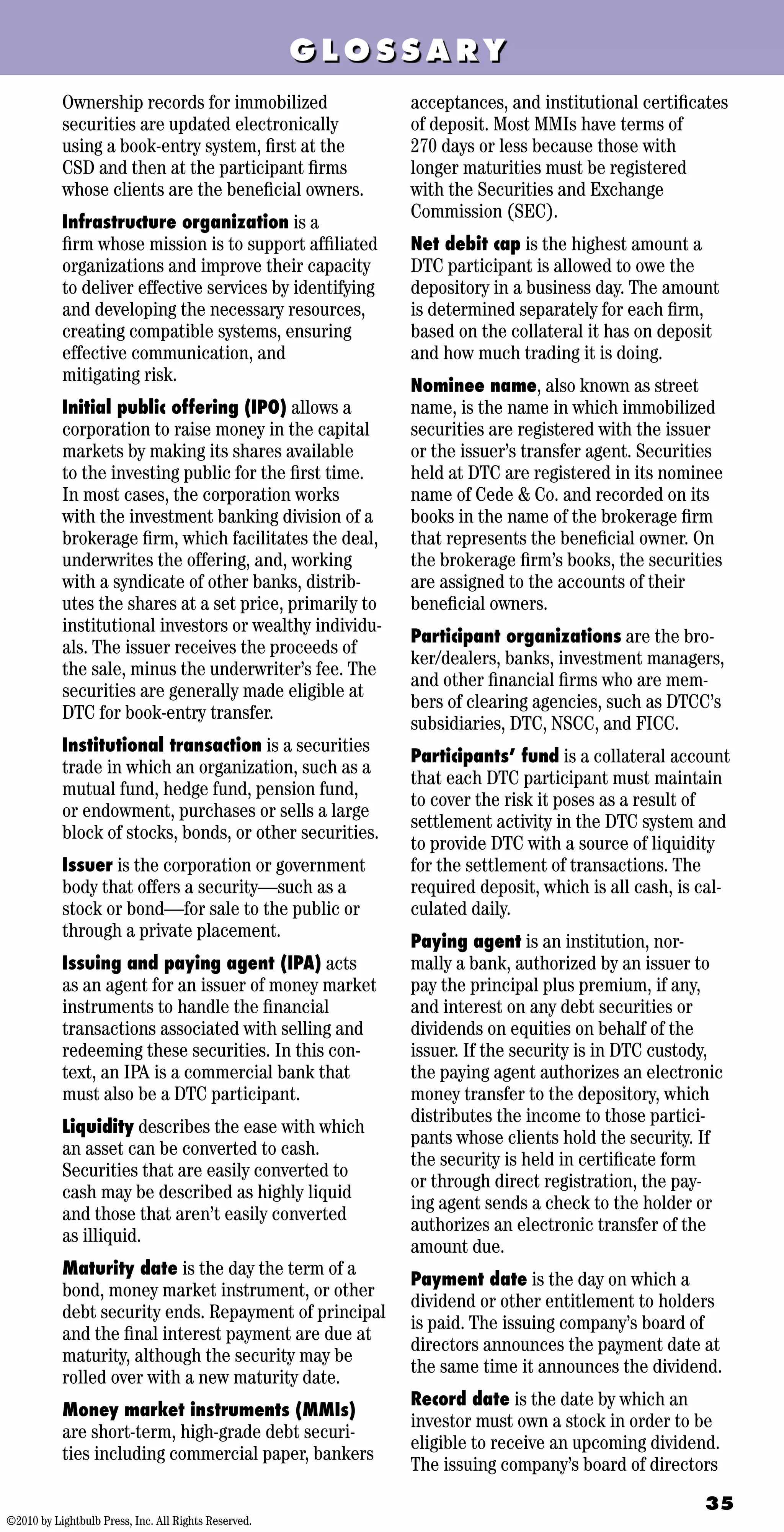 DTCC Securities - Life Cycle " [LcoaS.pdf] | PDF