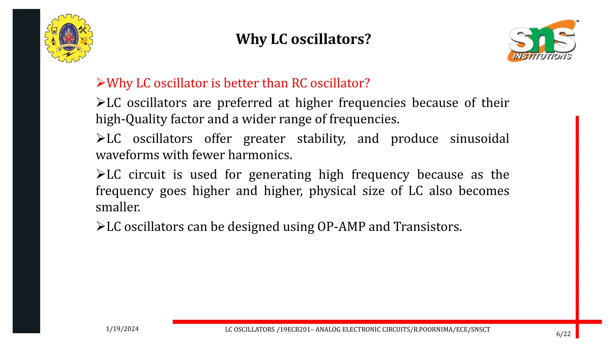 LC oscillator working and its construction | PPTX