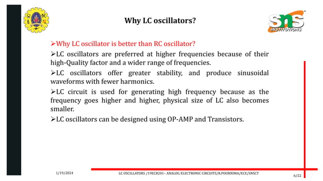 LC oscillator working and its construction | PPTX