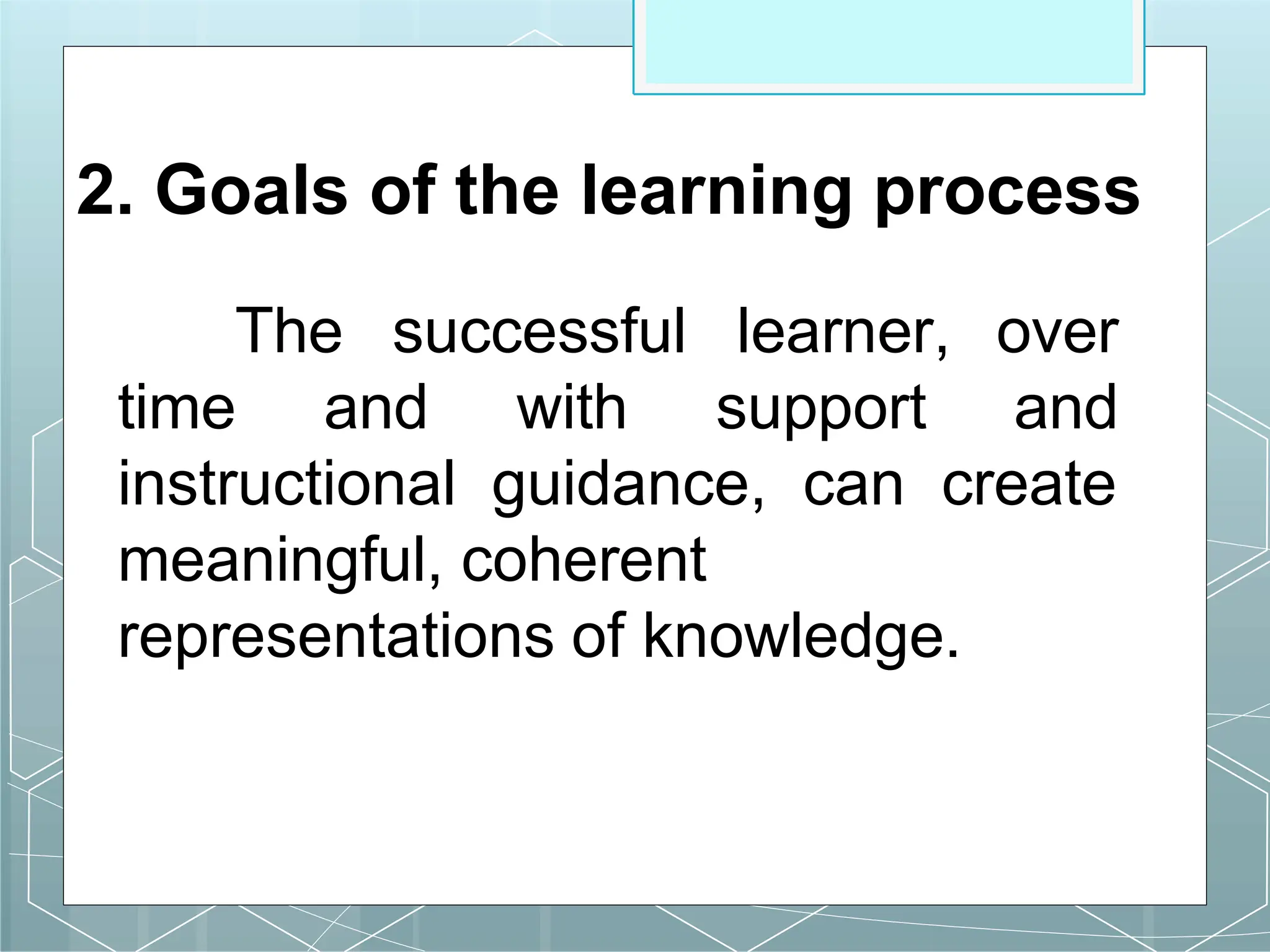 The 14 Learner Centered Principles Are Classified Into Four Categories 1 Metacognitive And
