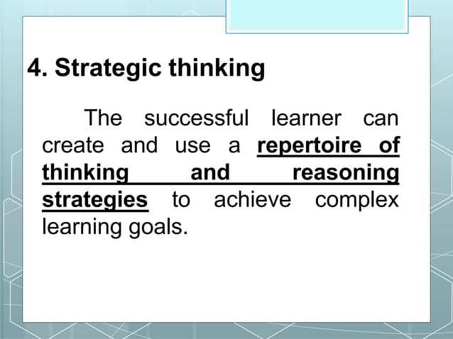 The 14 Learner Centered Principles Are Classified Into Four Categories 1 Metacognitive And