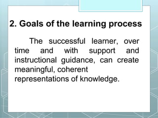The 14 learner-centered principles are classified into four categories ...