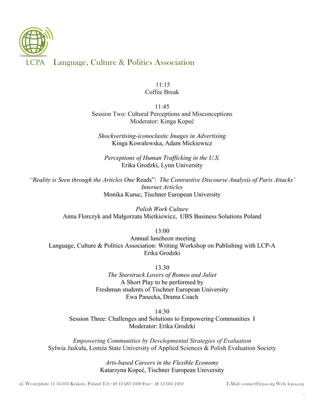 Language, Culture & Politics Association (LCP-A) Conference Program ...