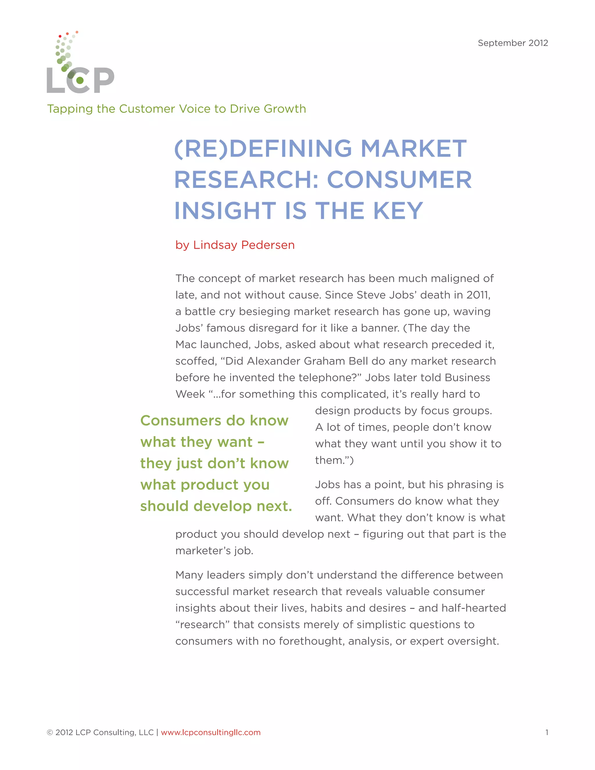Lcp Consulting White Paper Market Research | PDF