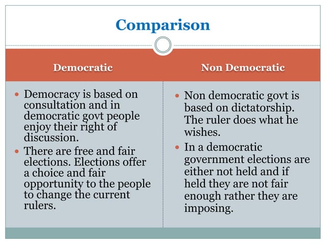 democracy vs dictatorship / types of government | PPTX | Civic affairs ...