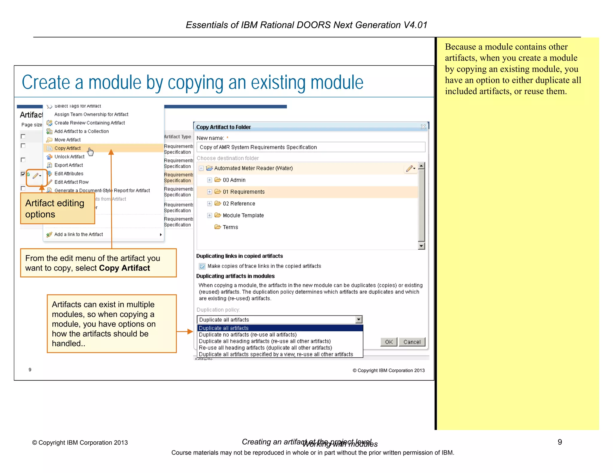 Creating an artifact at the project level | PDF