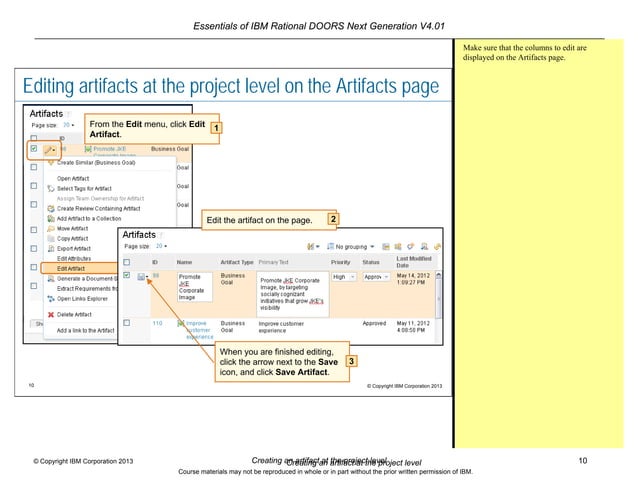 Creating an artifact at the project level | PPT