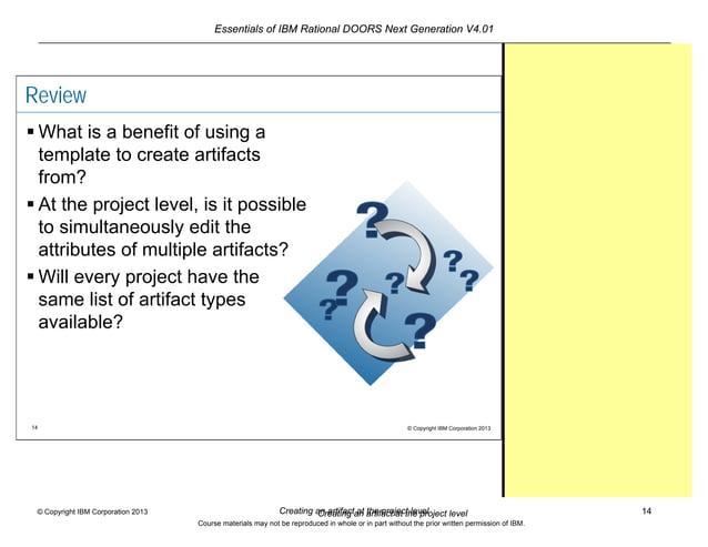 Creating an artifact at the project level | PPT