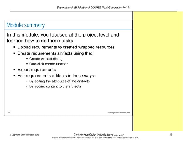 Creating an artifact at the project level | PPT