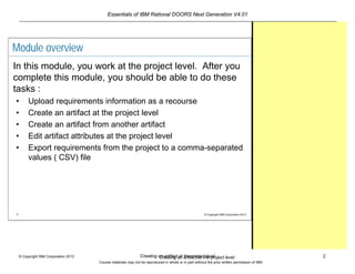 Creating an artifact at the project level | PPT