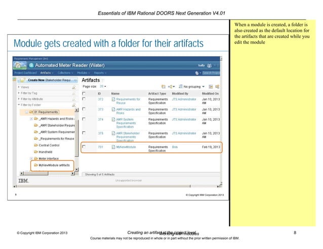 Creating an artifact at the project level | PPT