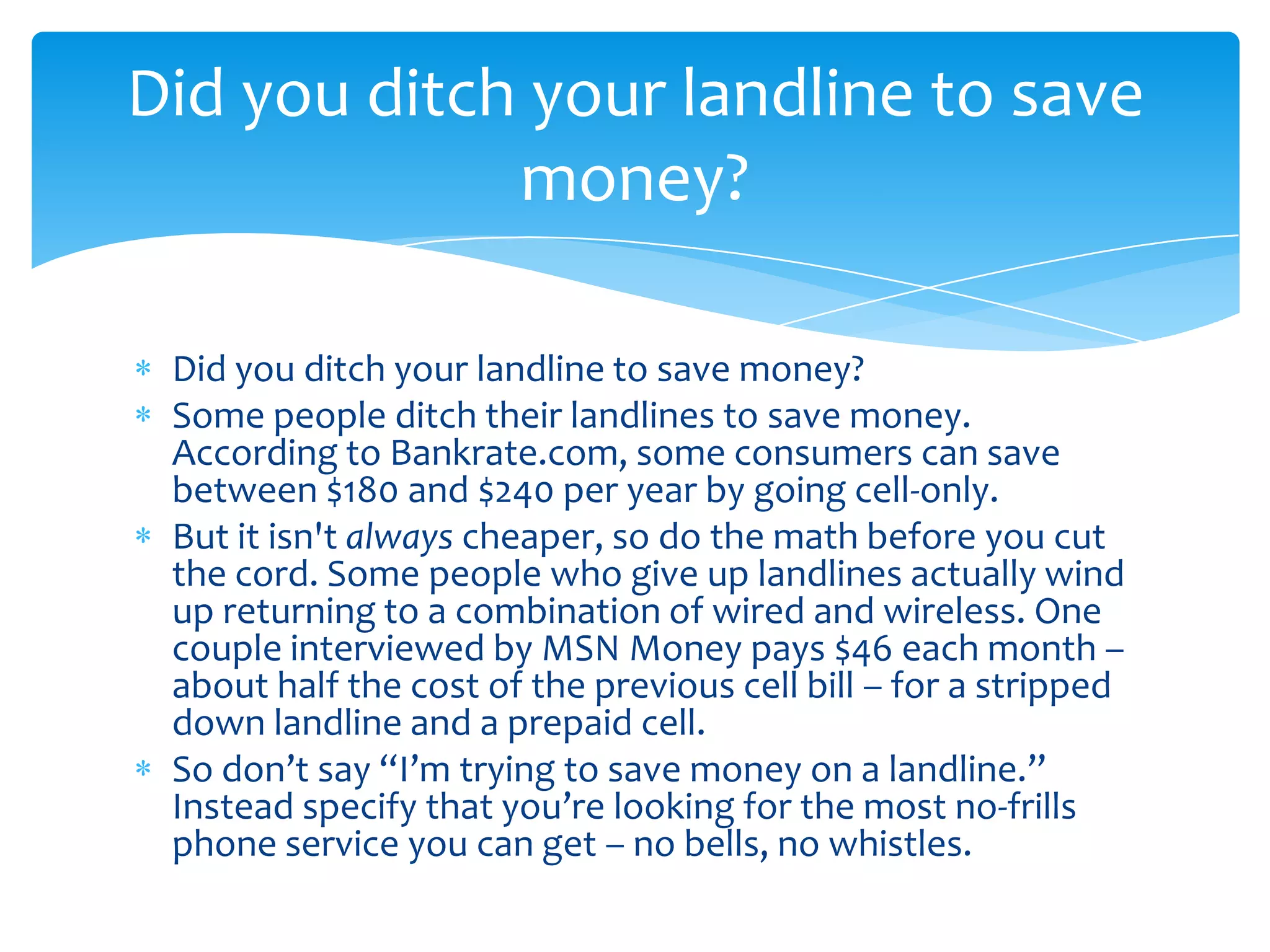 Why Should I Keep My Landline? | PPT