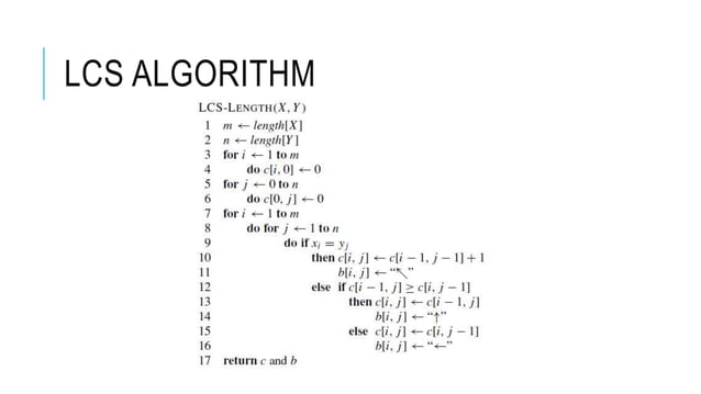 Longest Common Subsequence (LCS) Algorithm | PPTX