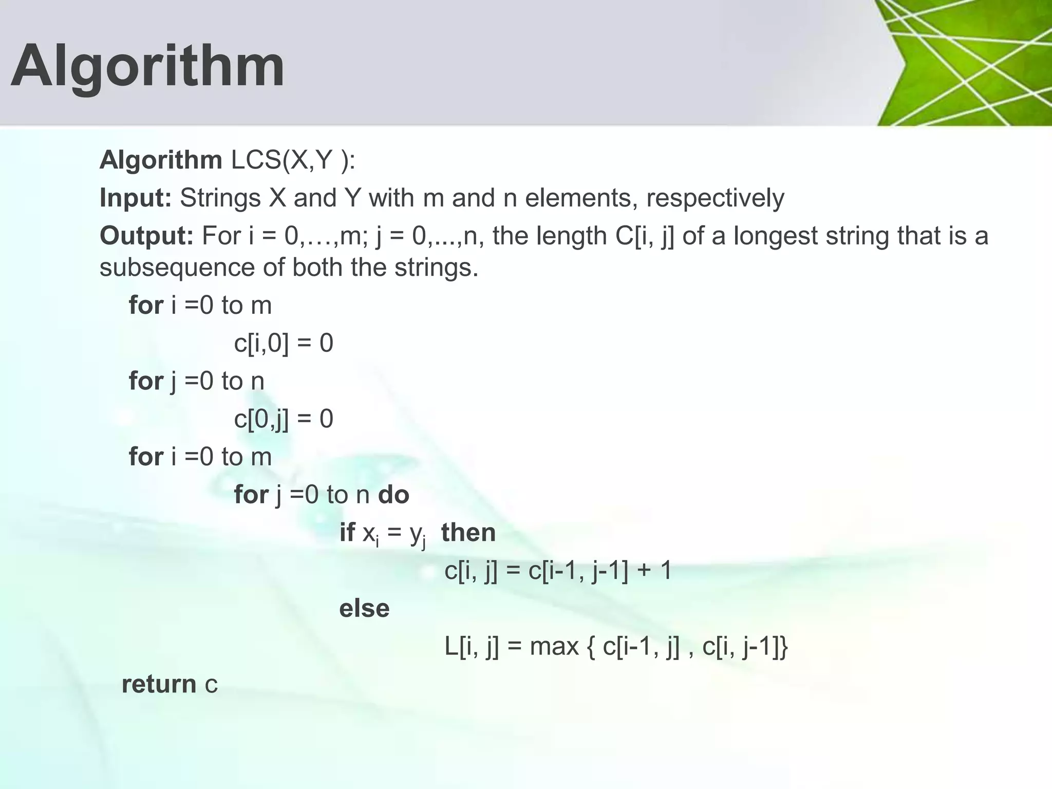 Longest Common Subsequence | PPTX | Programming Languages | Computing