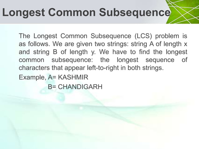 Longest Common Subsequence Pptx Programming Languages Computing