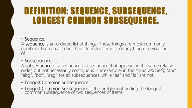 Longest Common Sub-sequence (LCS) | PPT | Free Download