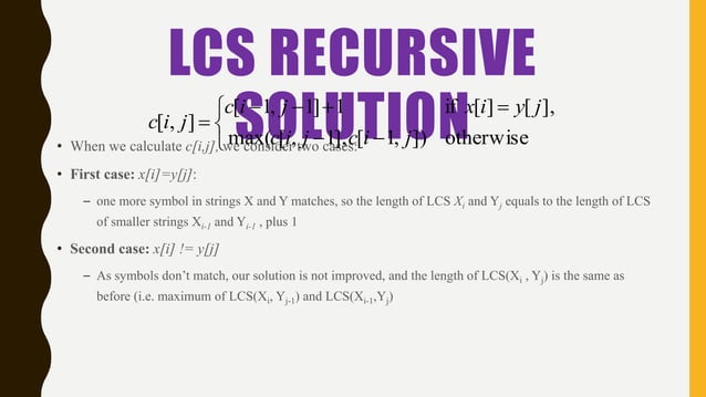 Longest Common Sub-sequence (LCS) | PPT | Free Download