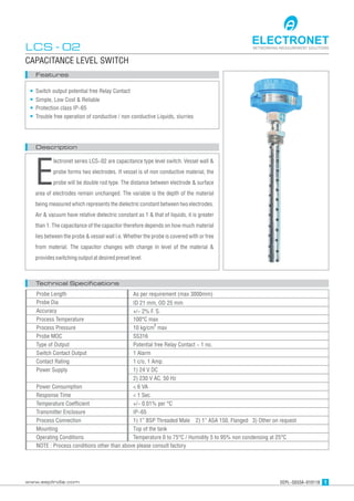 Capacitance Level Switch : LCS-02 | PDF