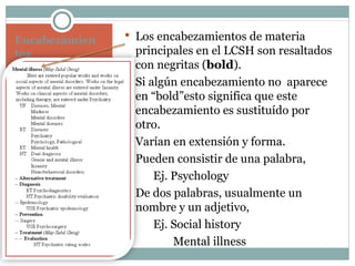 Encabezamientos de Materias | PPT