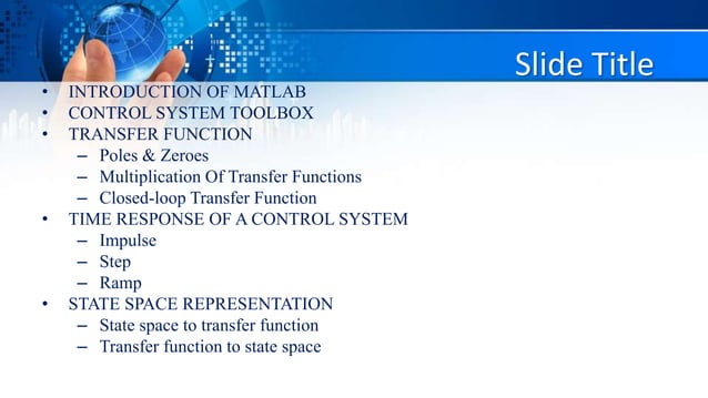 Control System toolbox in Matlab | PPTX
