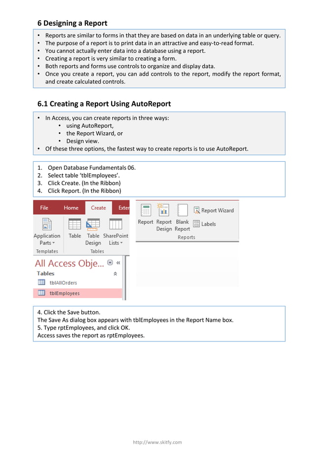 6.1 Creating a Report Using AutoReport | PDF | Databases | Computer ...