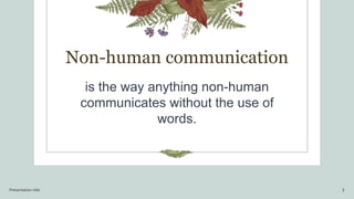 Non-Human Communication | PPTX