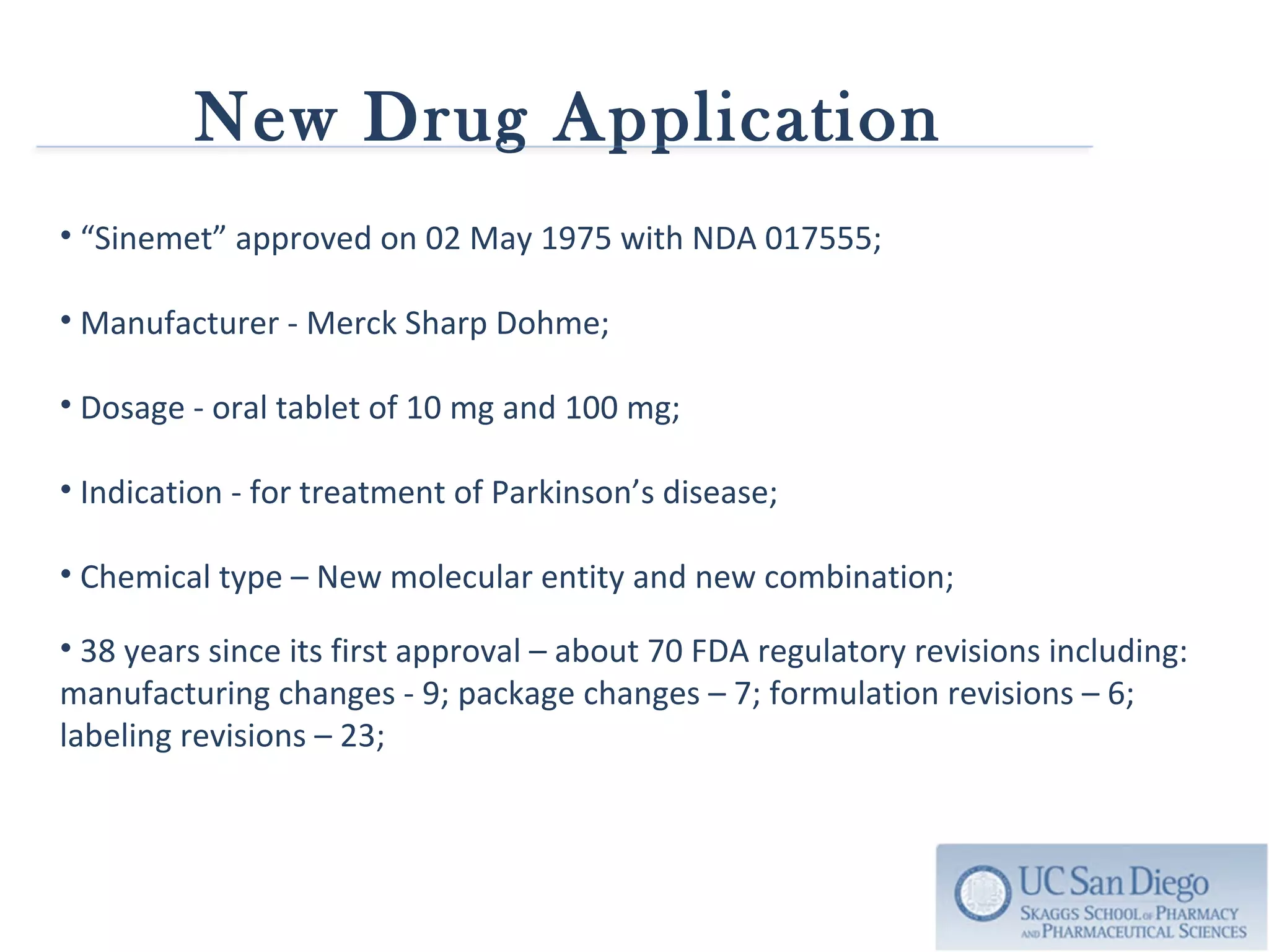 Parkinson drug sinemet-LIFE CYCLE STRATEGIC PLAN | PPT