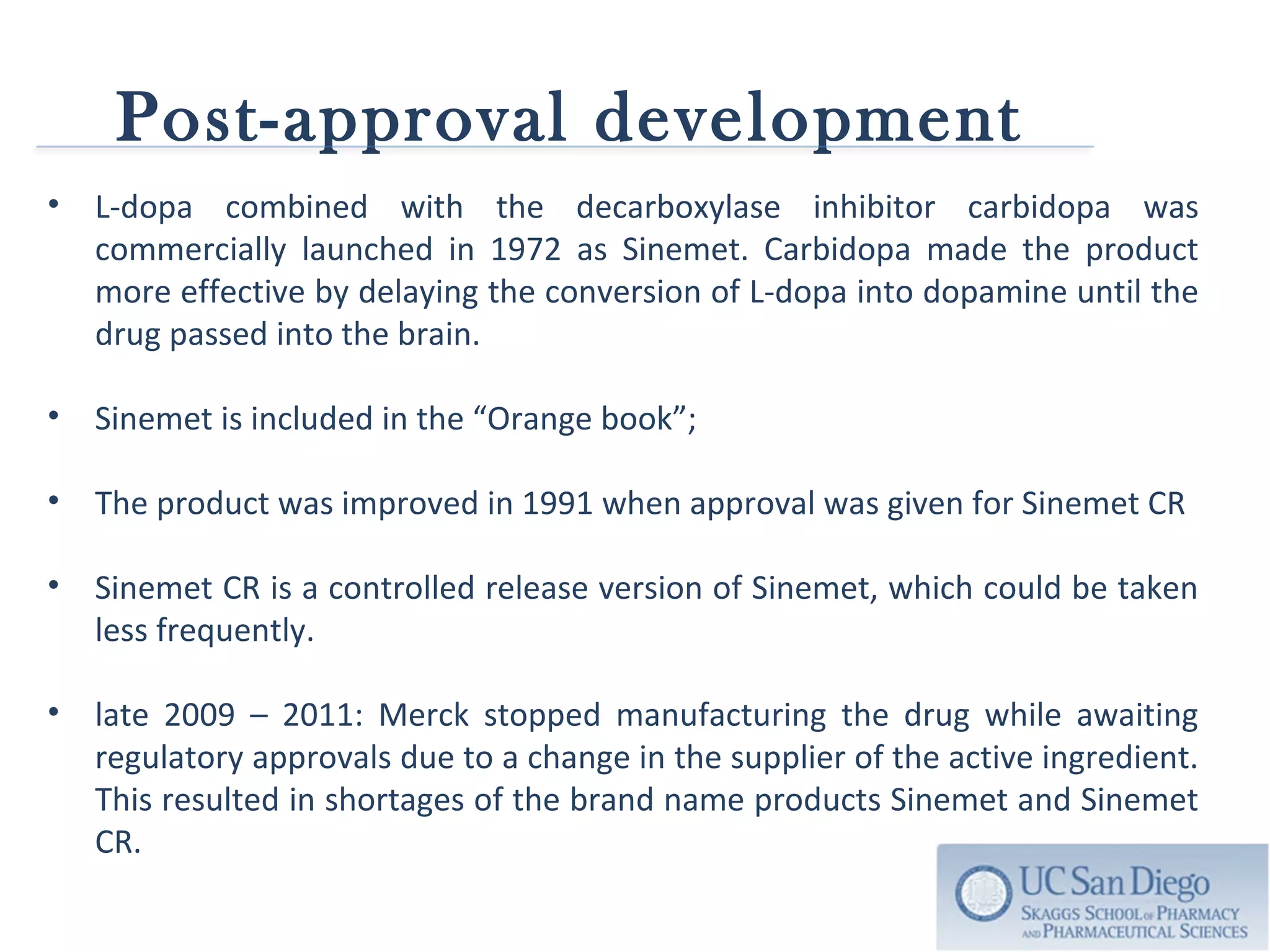Parkinson drug sinemet-LIFE CYCLE STRATEGIC PLAN | PPT