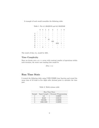 Longest Common Sequence Algorithm Analysis | PDF
