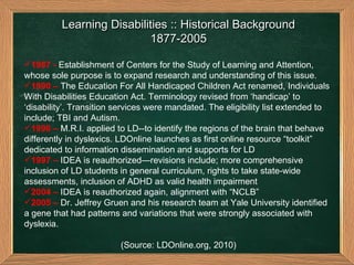 Learning Disabilities : An Academic & Personal Perspective | PPT
