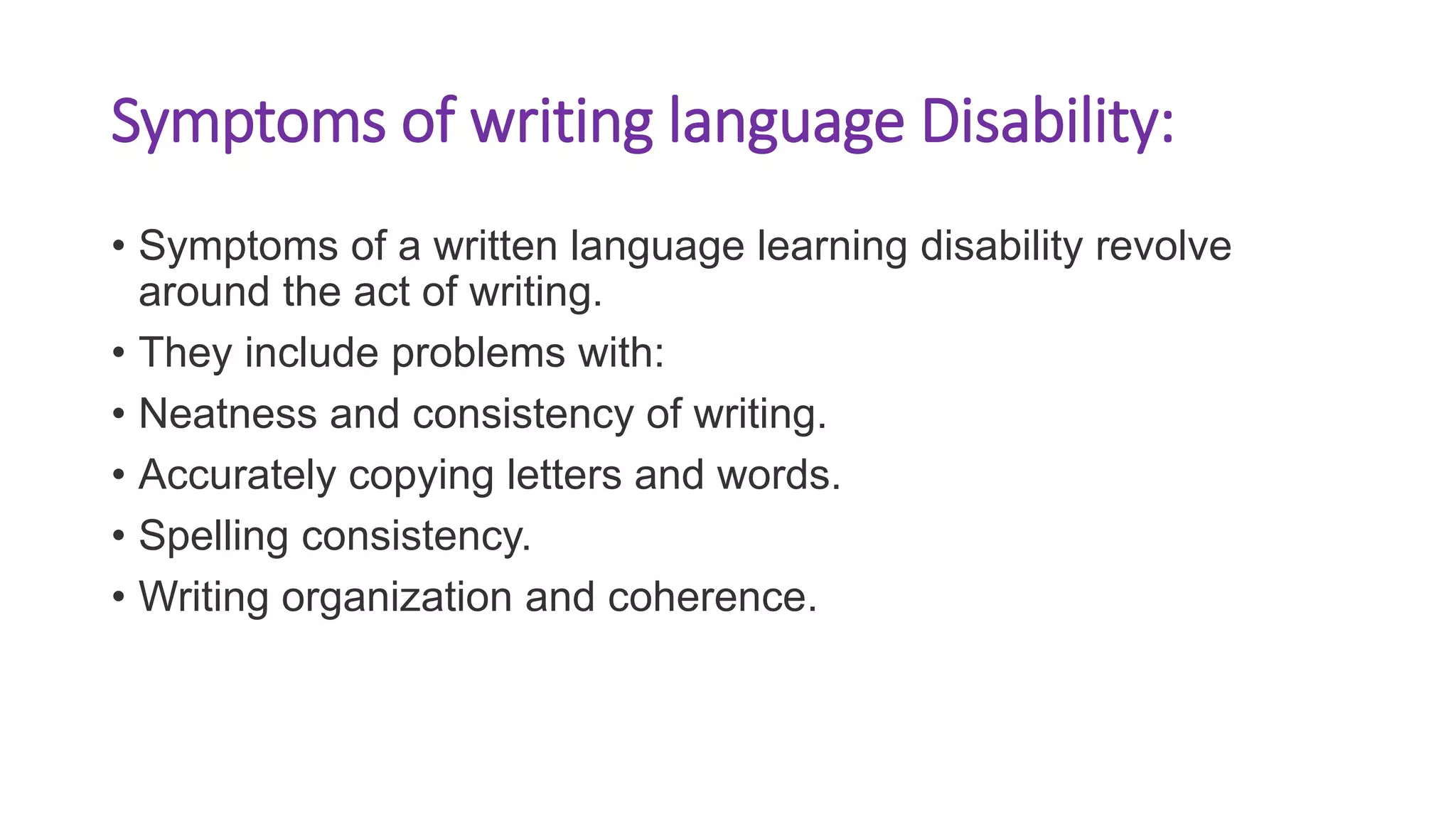 Learning Disabilities in writing | PPTX