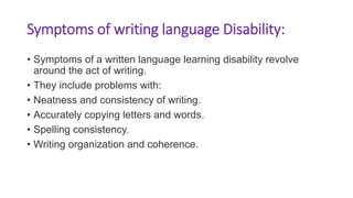 Learning Disabilities in writing | PPTX