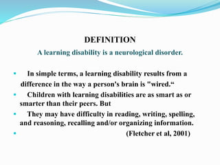 Etiology and issue related to Learning disability | PPTX