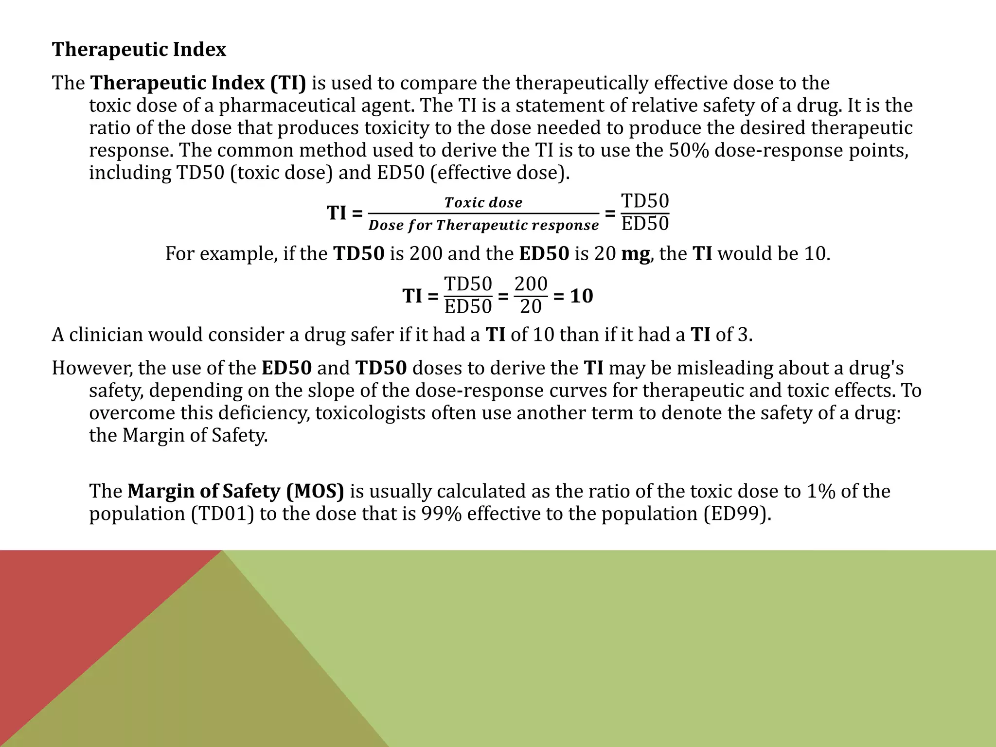DRUG RESPONSE LD50, ED50 AND THERAPEUTIC INDEX- | PPTX