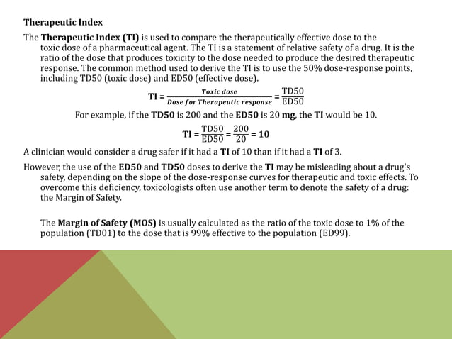 DRUG RESPONSE LD50, ED50 AND THERAPEUTIC INDEX- | PPTX