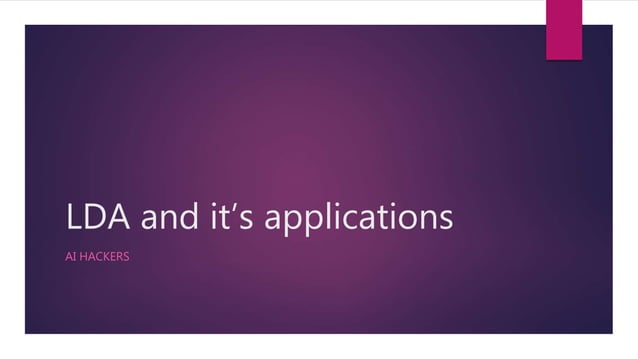 Lda and it's applications | PPT