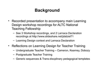 Learning Design and Teacher Training | PPT