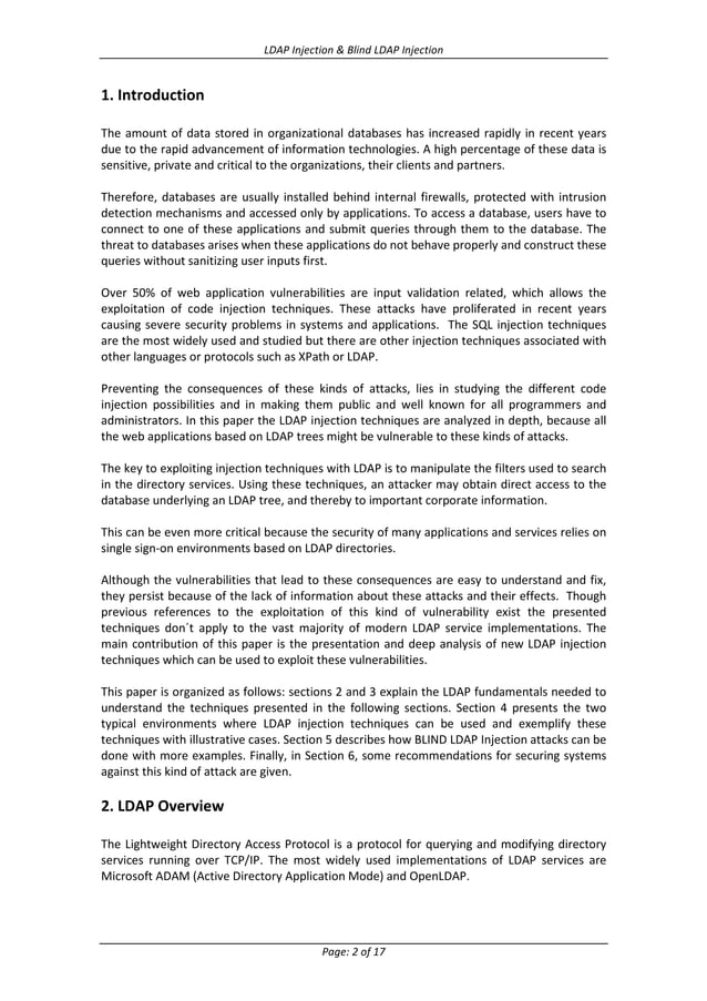 LDAP Injections & Blind LDAP Injections Paper | PDF