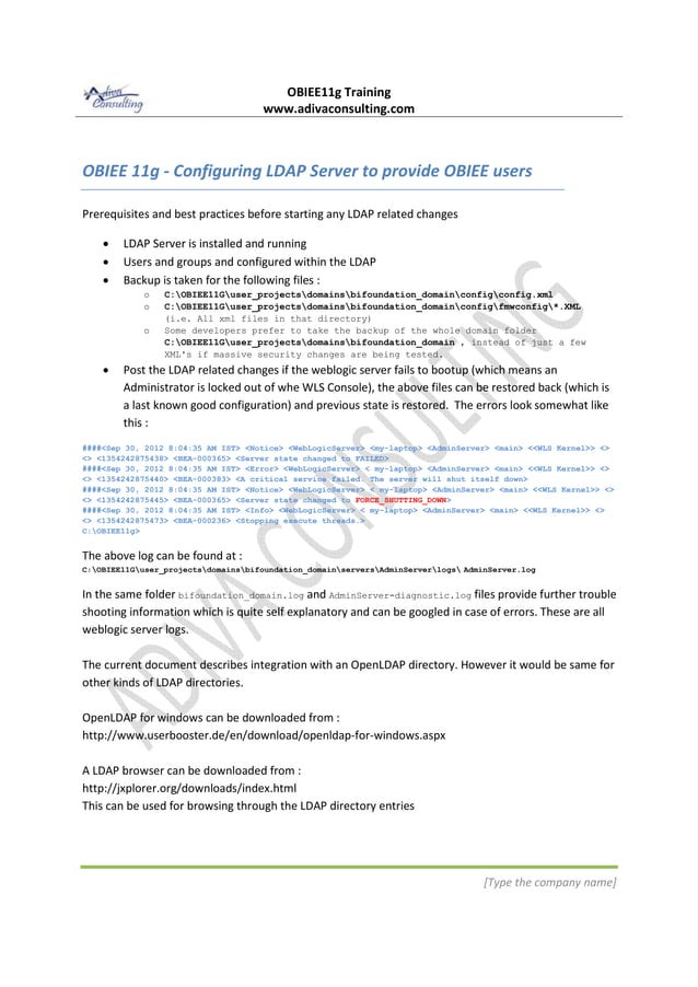 OBIEE 11g: Configuring LDAP Server | PDF
