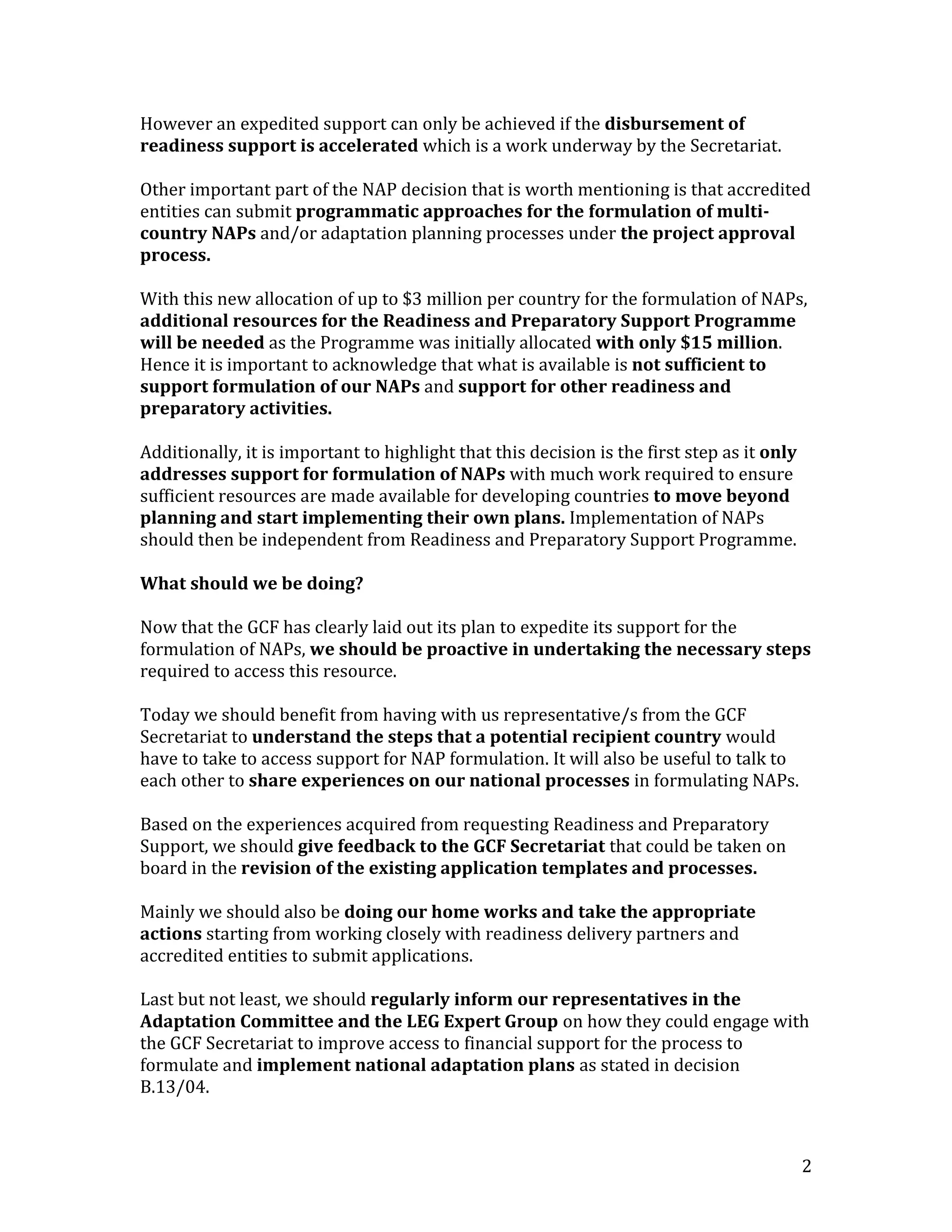 Talking Points on GCF’s Support for NAPs | PDF